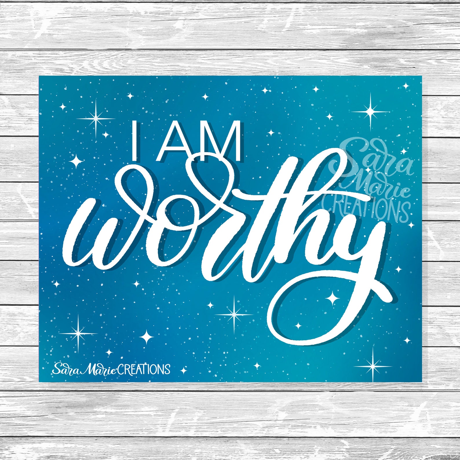 I AM Worthy 8X10 Art Print Blue Worthy Anxiety You - Etsy