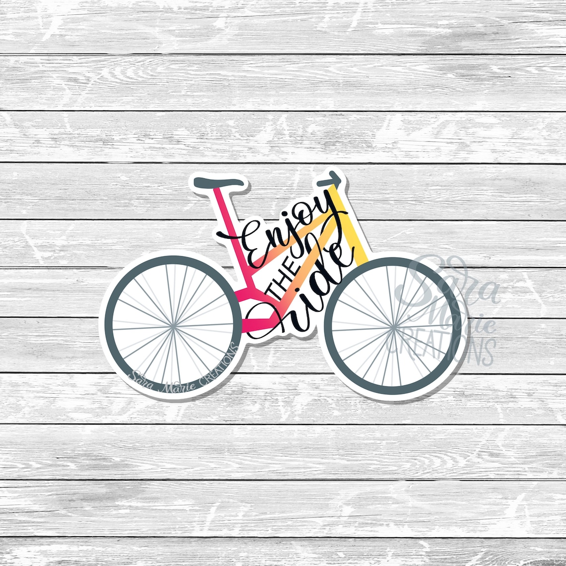 Enjoy the Ride Bike Sticker Pink and Yellow RAGBRAI, Bicycle, Biking ...