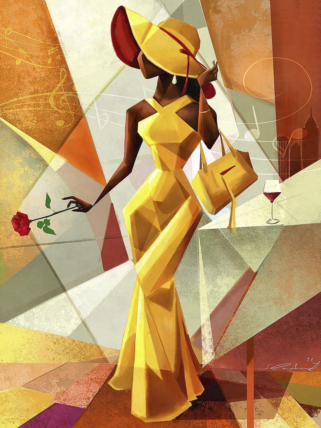 Night Out in Yellow by Salaam Muhammad, Black People Art, Black Woman ...