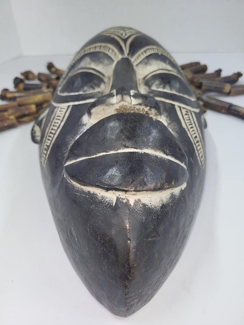 Hand-carved Luba Mask: Congolese Tribal Art, African Home Decor (19x9x6 ...