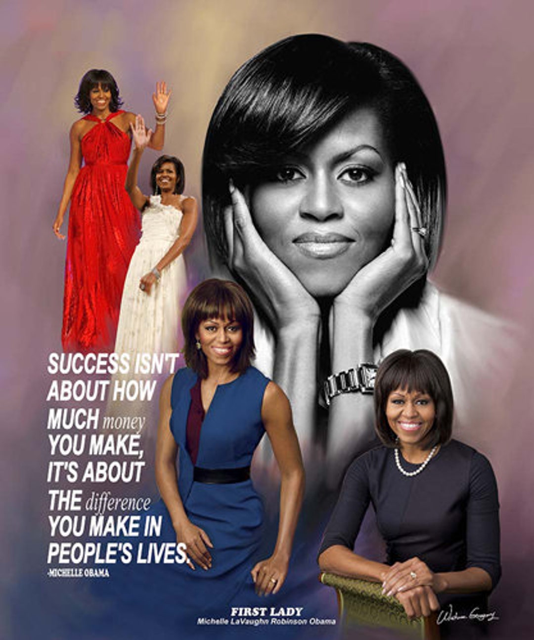 First Lady Michelle Obama by Wishum Gregory, Michelle Obama Art, First ...