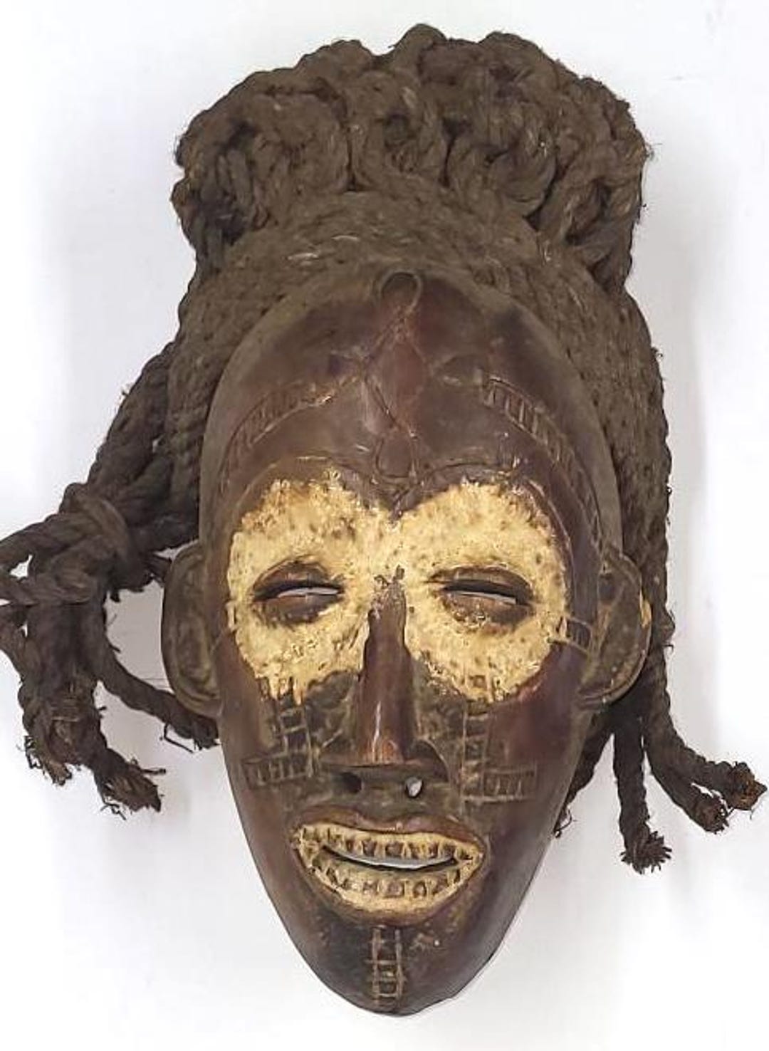 Hand-made African Tribal Mask is 14 Inches Long by 9 Inches Wide ...