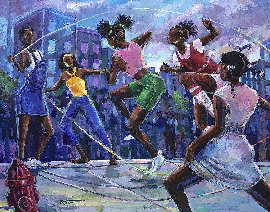 Double Dutch by Robert Jackson, Black Art Children, Black Kid Art, Black Children's Room ...