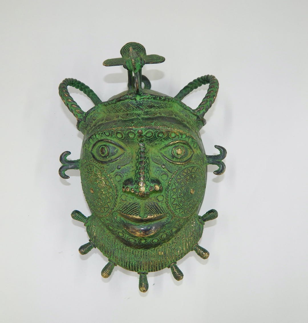 Benin Bronze Mask: African Tribal Art, Home Decor (10x5x6 Inches) - Etsy