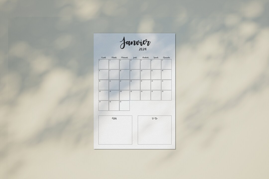 2024 French Monthly Calendar Printable in A4, Downloadable File in PDF ...