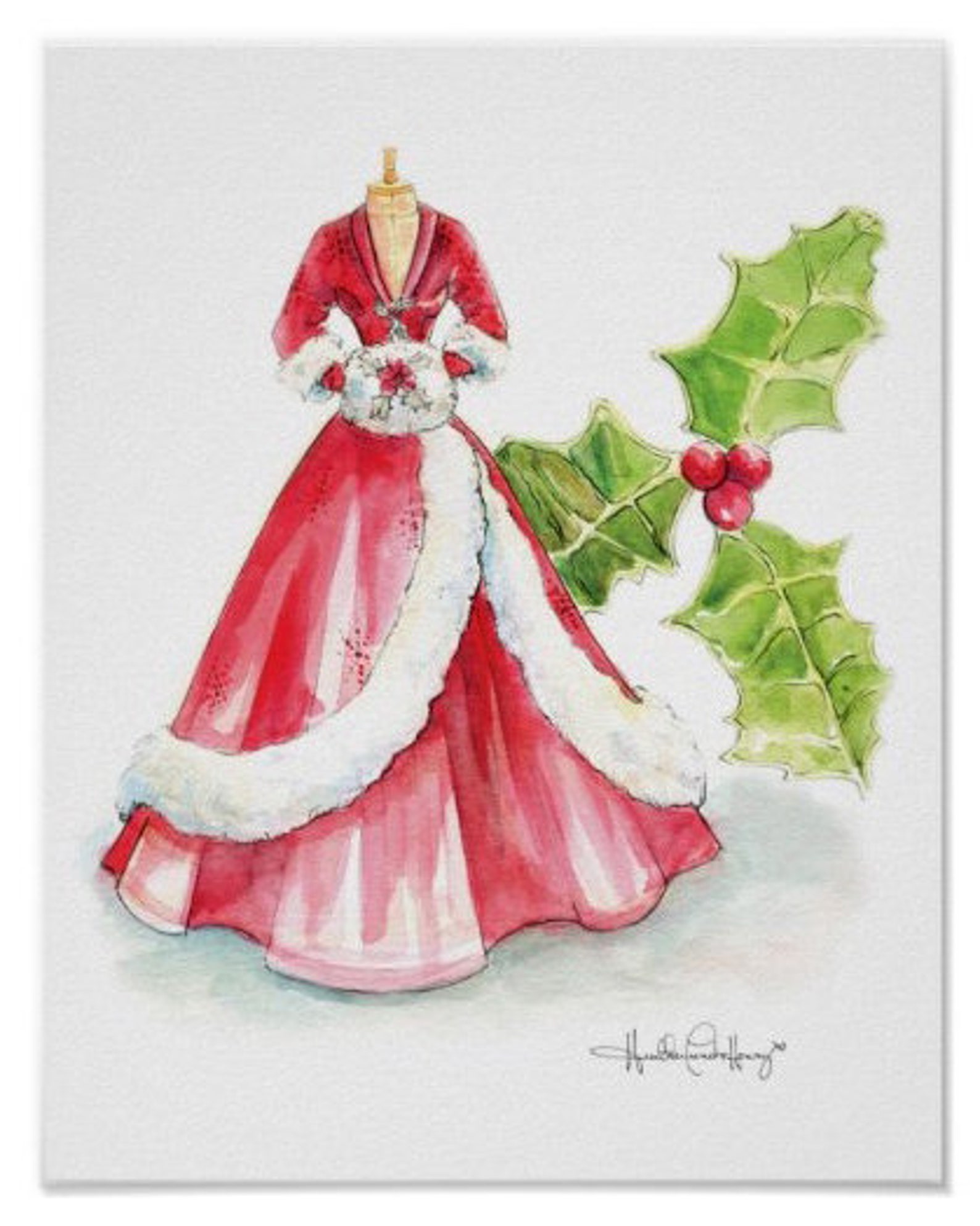 White Christmas Rosemary Red Dress Print by Heather French - Etsy