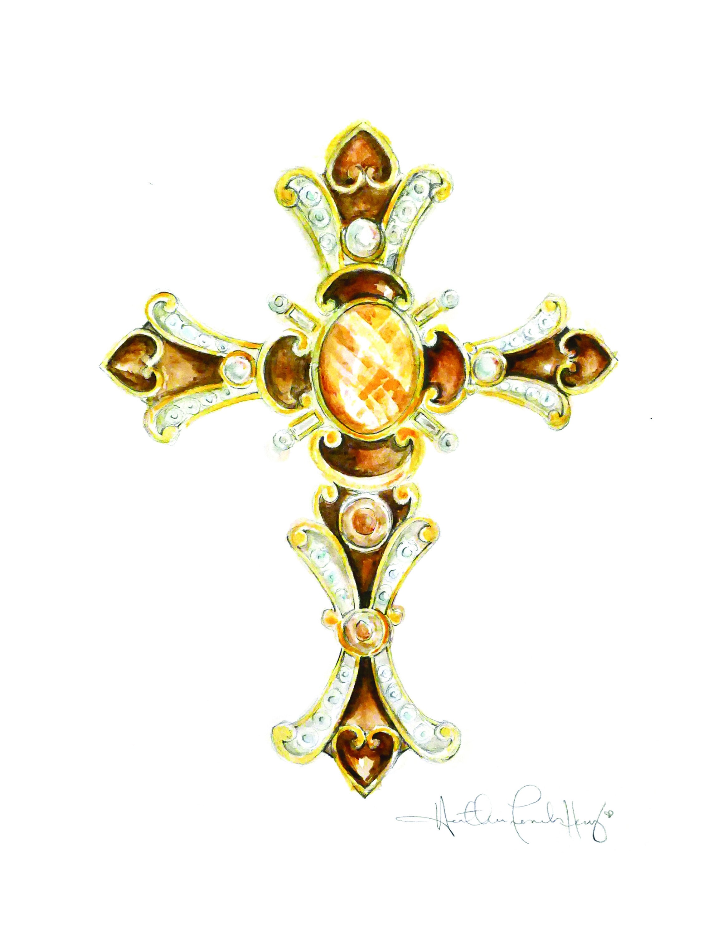 Amber Cross Watercolor Print by Heather French Henry - Etsy España