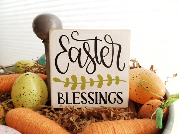 Easter Blessings Wooden Easter Sign Spring Décor Spring | Etsy