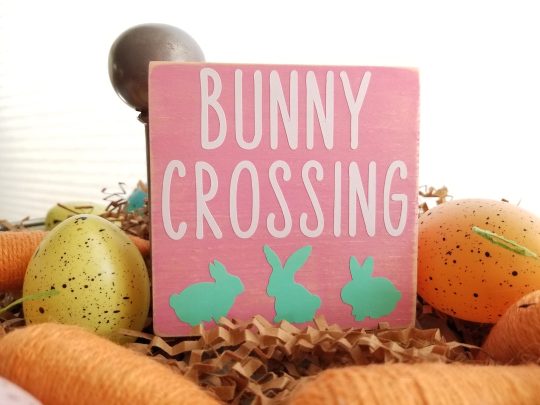 Bunny Crossing Easter Bunny Easter Sign Wooden Spring Sign Spring Sign ...