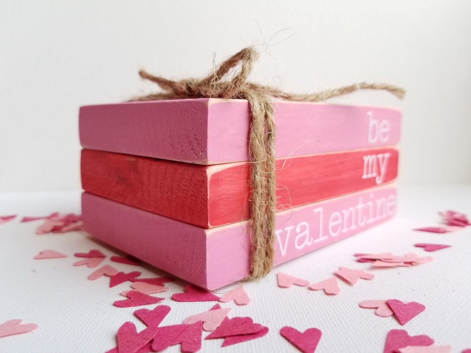 Valentine's Day Book Stack Book Stack Faux Books Wood - Etsy