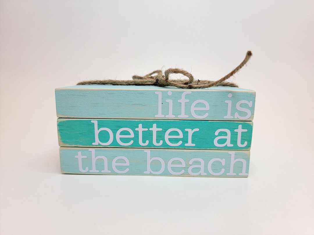 Beach Book Stack Summer Sign Book Stack Summer Sign Beach Decor Mini ...