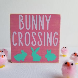 Bunny Crossing Easter Bunny Easter Sign Wooden Spring Sign Spring Sign ...