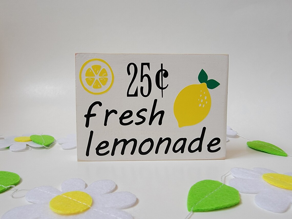 Fresh lemonade sign 25 cent fresh lemonade Lemon sign | Etsy
