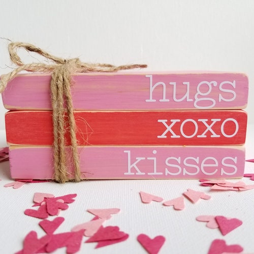 Valentine's Day Book Stack Book Stack Faux Books Wood - Etsy