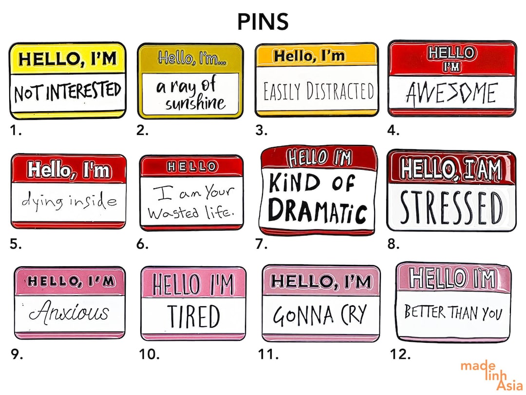 ENAMEL PINS | Funny Name Tag Pins - Etsy