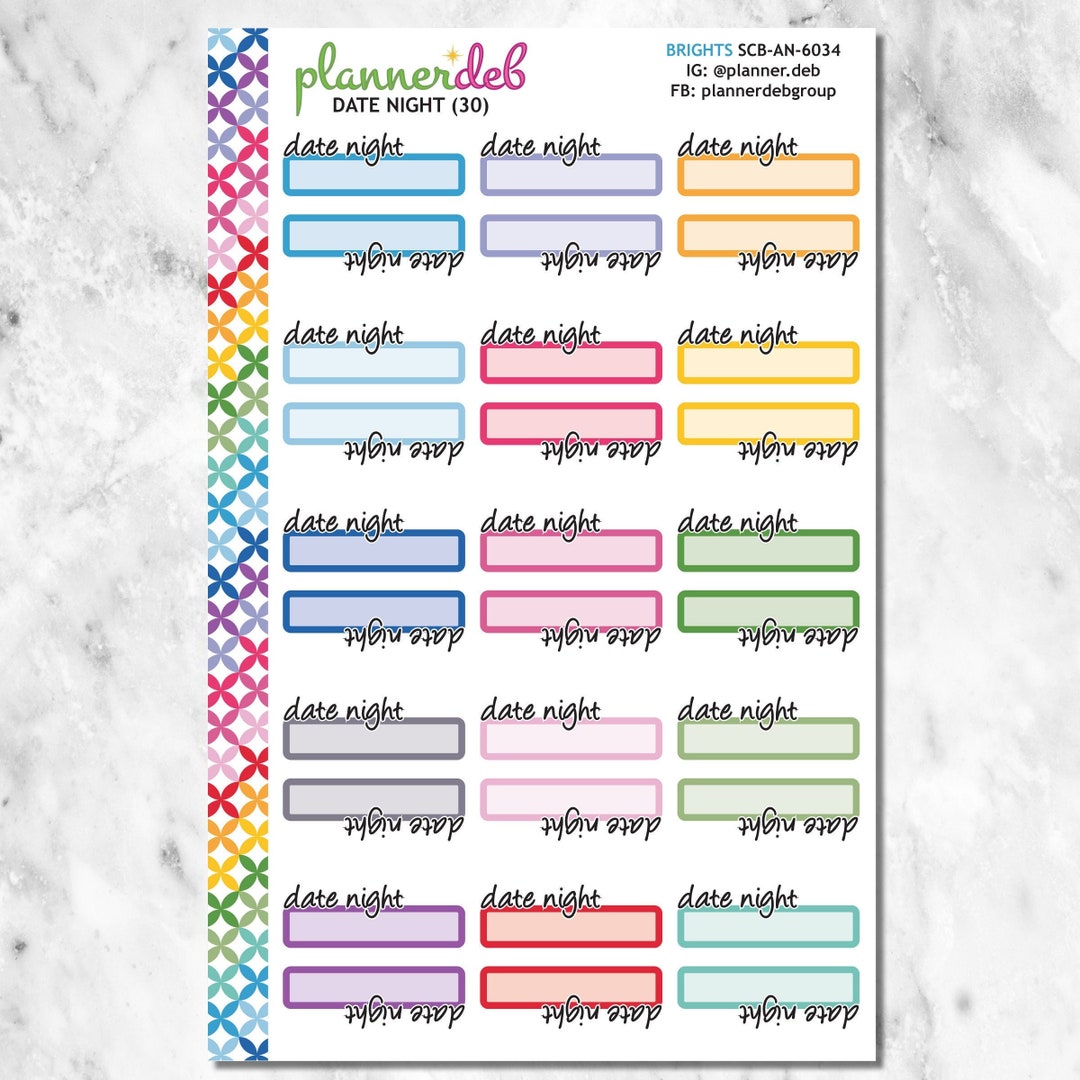 Date Night Script Label Planner Stickers for Erin Condren Planner ...