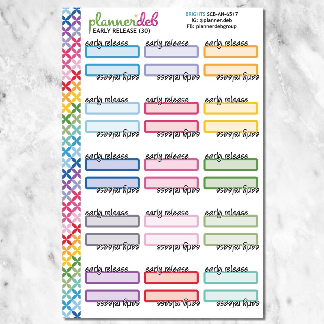 Early Release Script Label Planner Stickers | School Closure Stickers ...