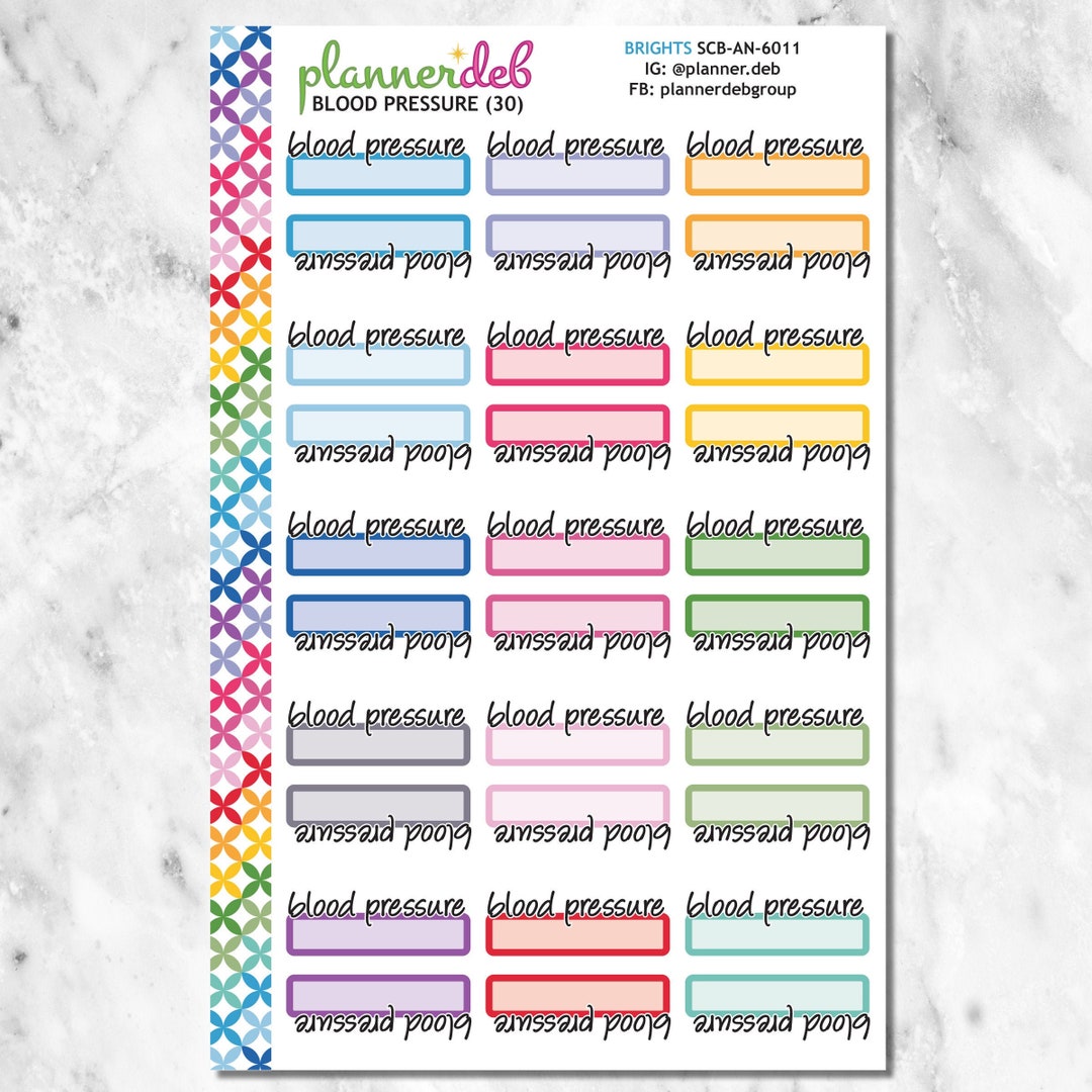 BLOOD PRESSURE Script Label Planner Stickers, Perfect for Erin Condren ...