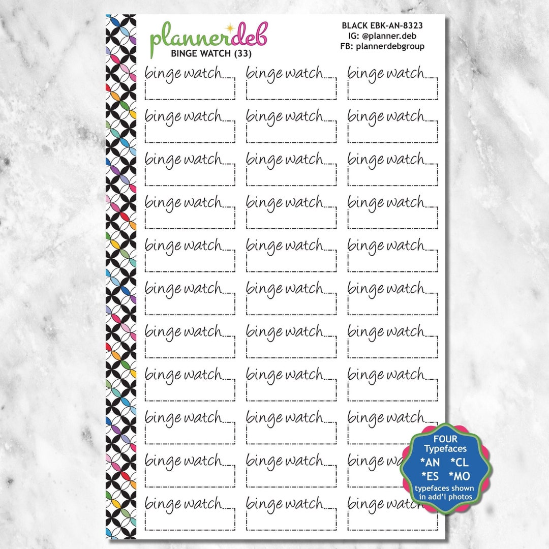 BINGE WATCH Event Box Planner Stickers for Erin Condren Planner, Daily ...