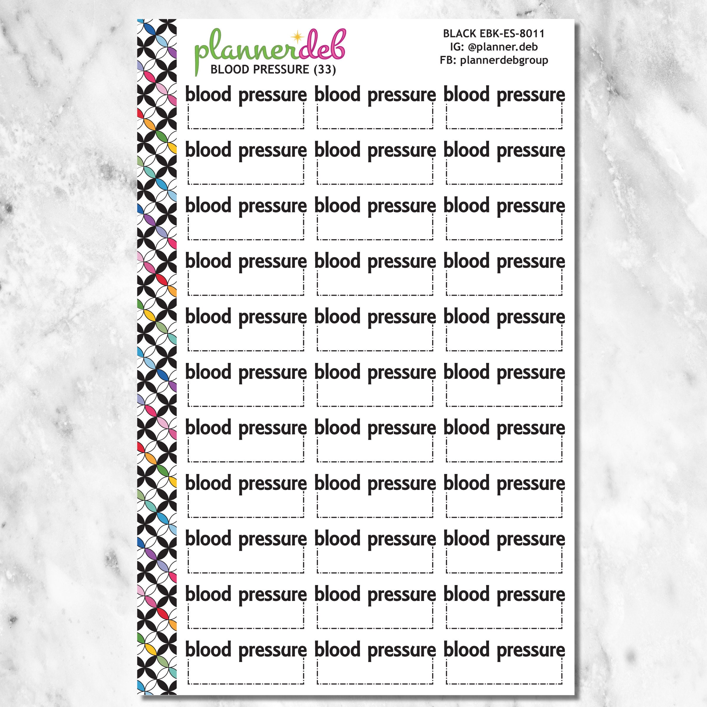 BLOOD PRESSURE Event Box Planner Stickers for Erin Condren Planner ...