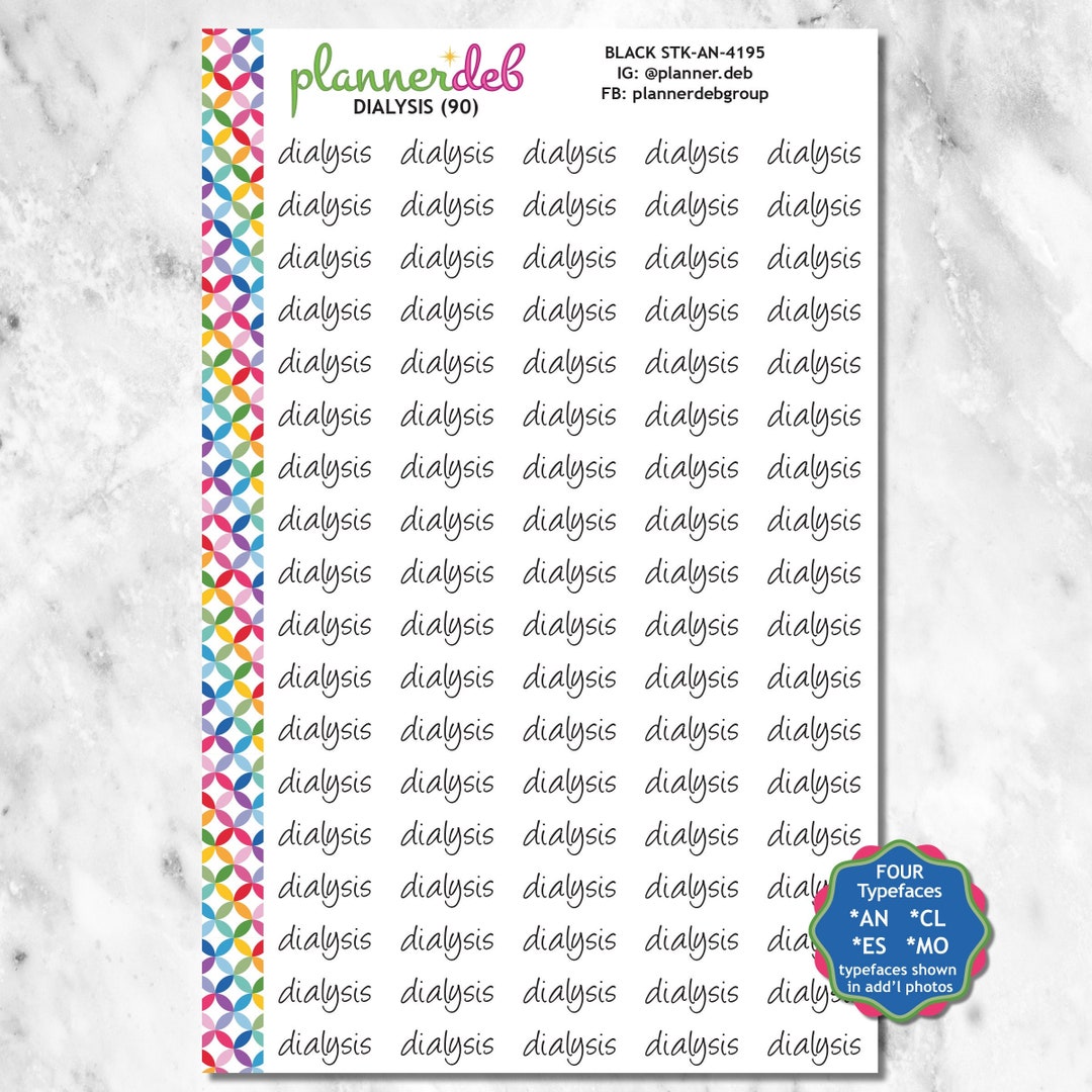 DIALYSIS Script Planner Stickers for Erin Condren Planner, Daily Duo ...