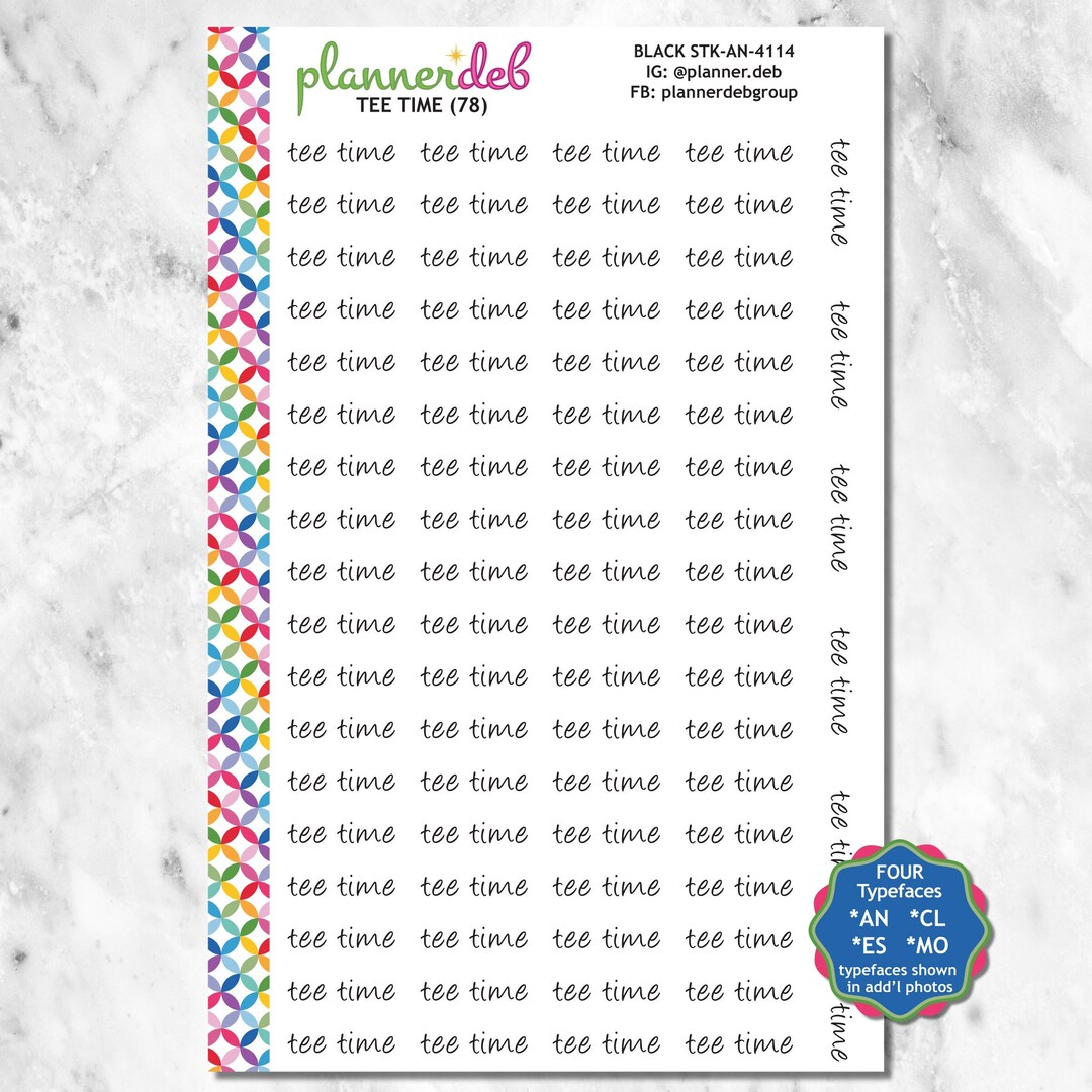 TEE TIME Script Planner Stickers for Erin Condren Planner, Daily Duo ...