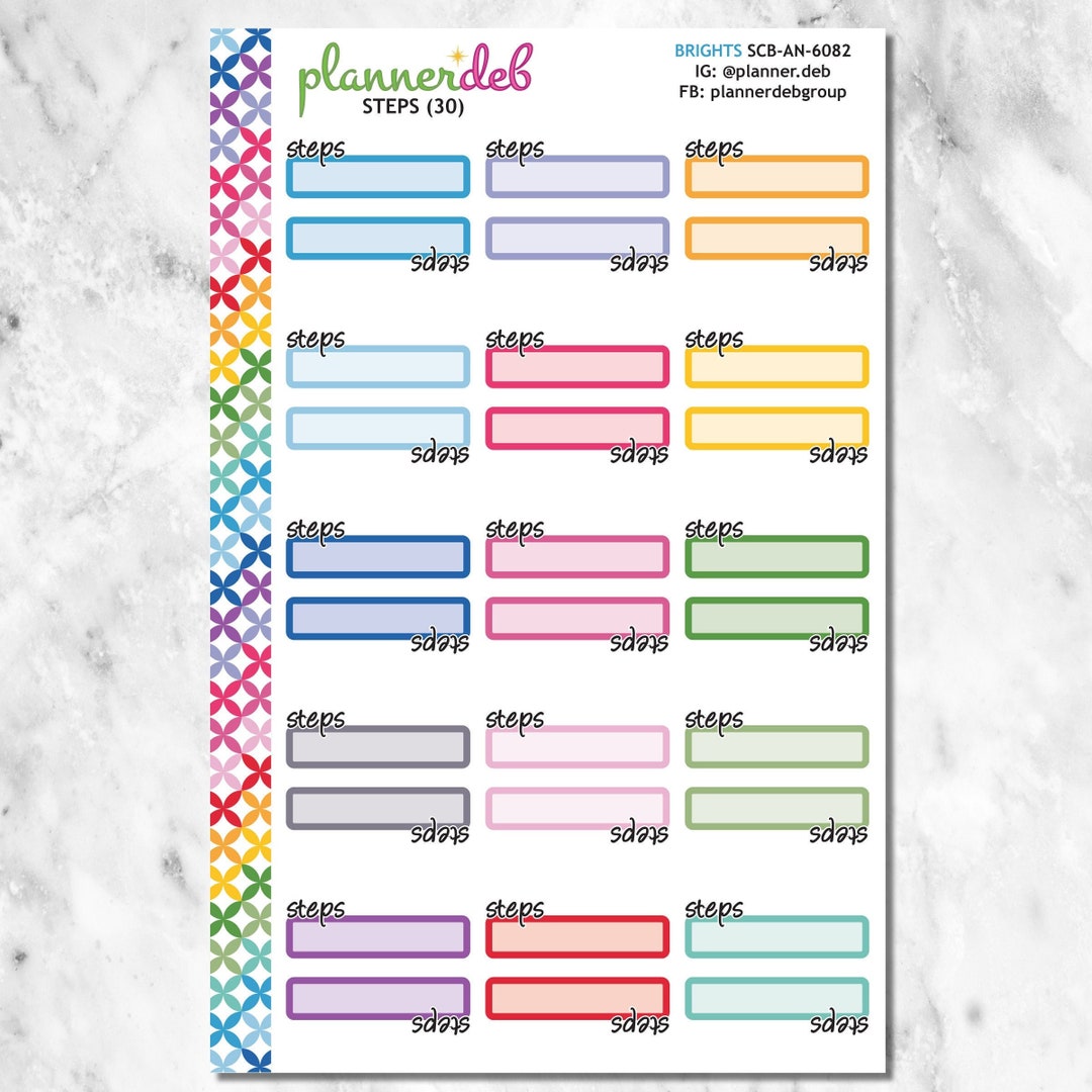 Steps Script Label Planner Stickers for Erin Condren Planners, Daily ...