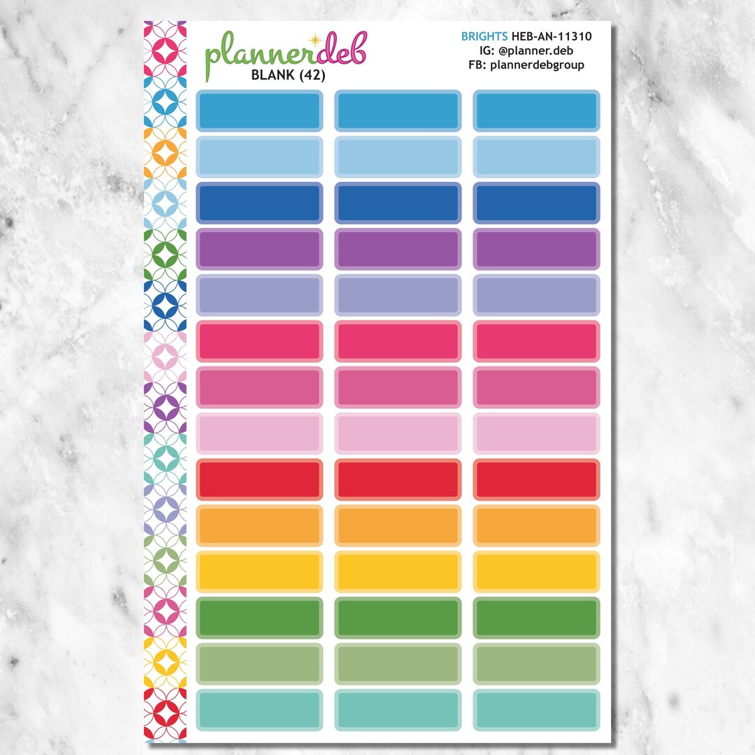 BLANK PLAIN Header Planner Stickers for Erin Condren Planners, Daily ...