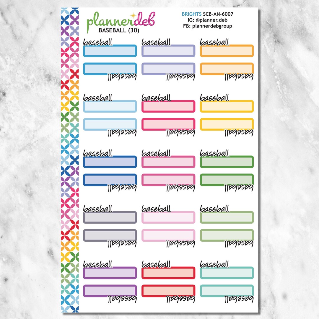 BASEBALL Script Label Planner Stickers for Erin Condren Planners, Daily ...