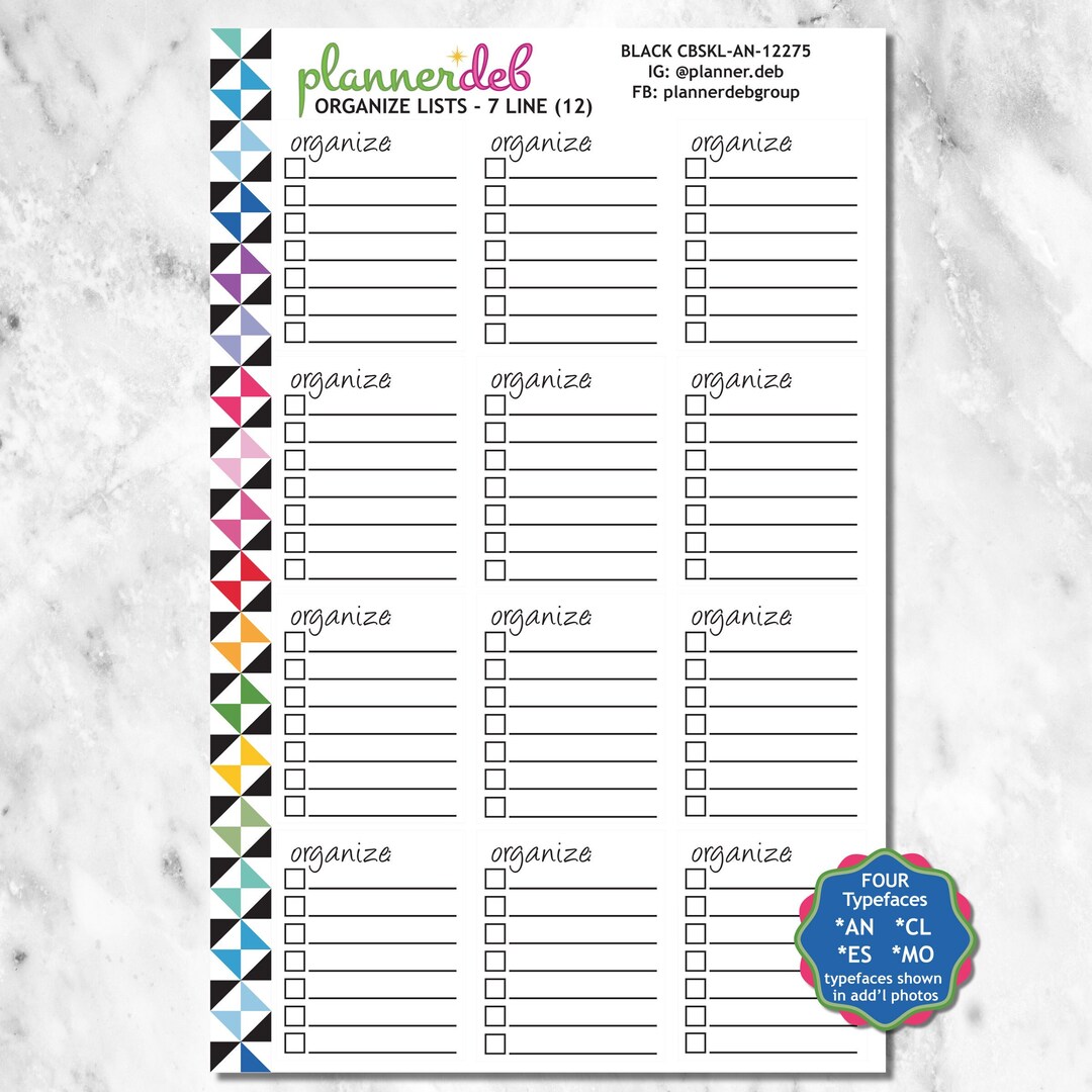 ORGANIZE Checkbox Planner Stickers, Perfect for Erin Condren Planner ...