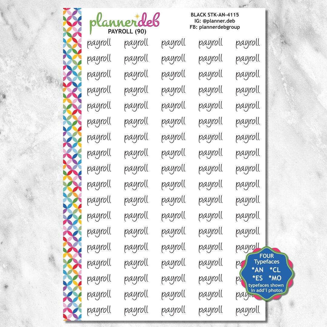 PAYROLL Script Planner Stickers for Erin Condren Planner, Daily Duo ...
