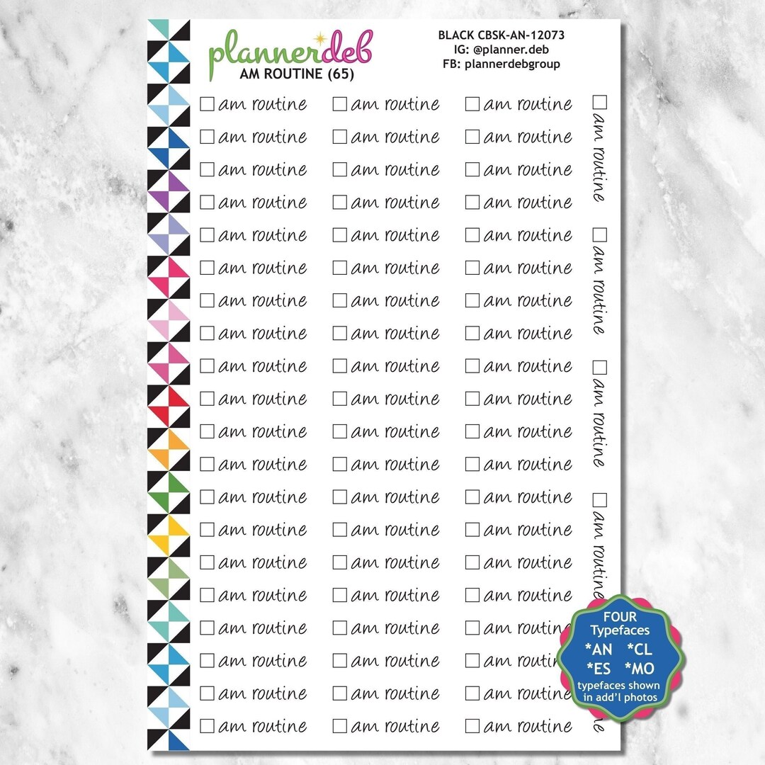 AM Routine Checkbox Script Planner Stickers for Erin Condren Planner ...