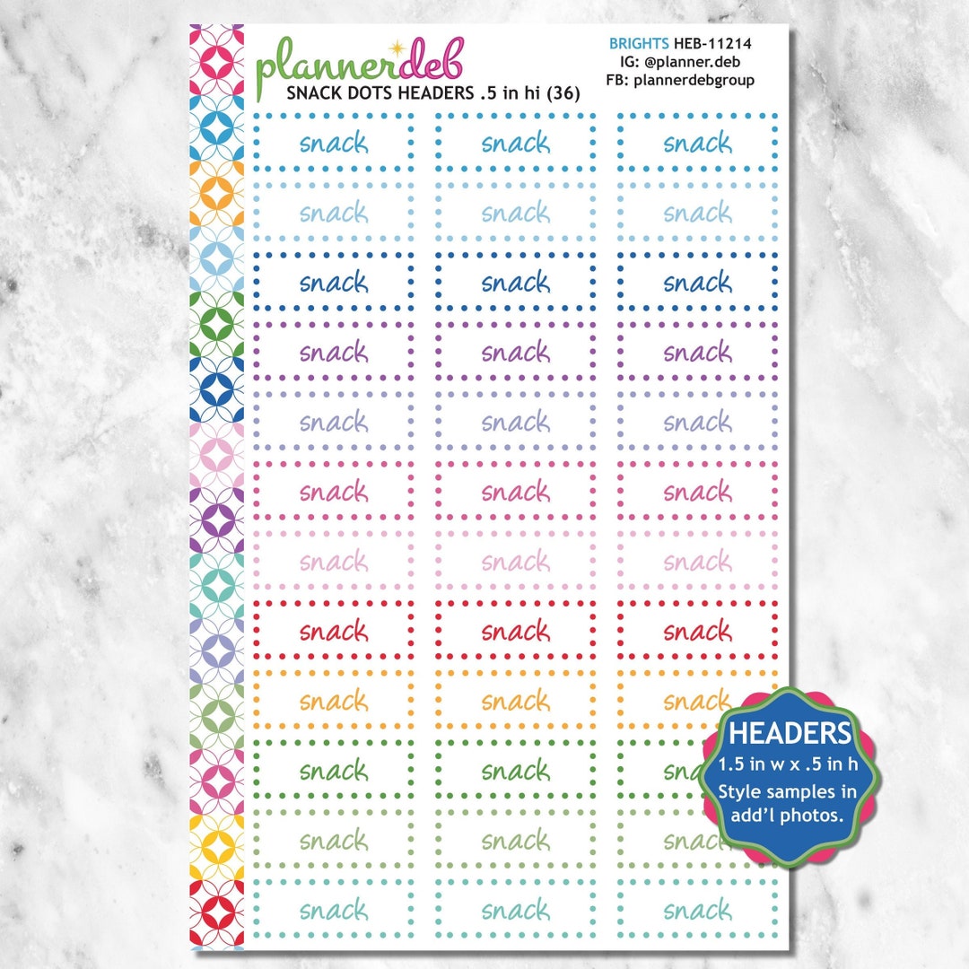 SNACK HEADER Planner Stickers, Perfect for Erin Condren Planners, Daily ...