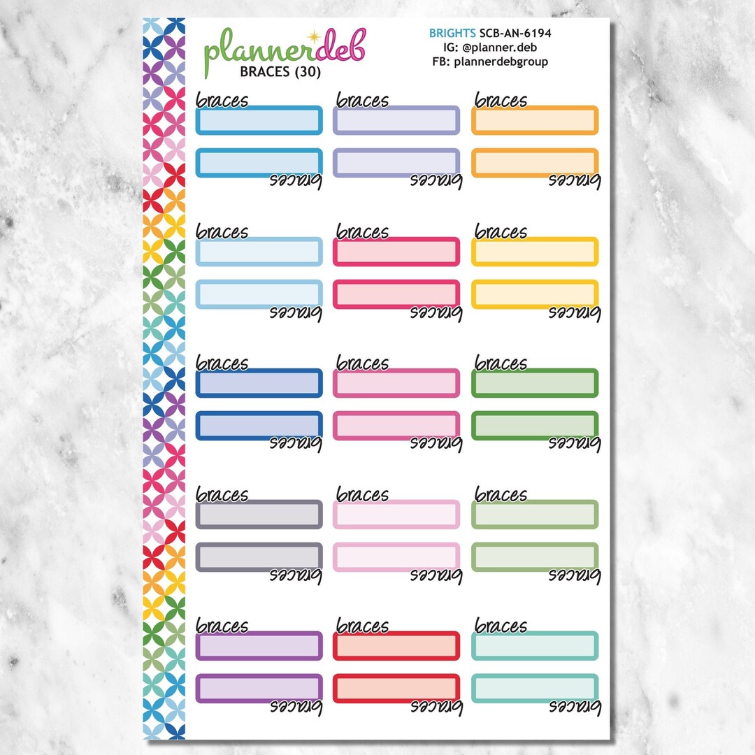 BRACES Script Label Planner Stickers for Erin Condren Planner, Daily ...