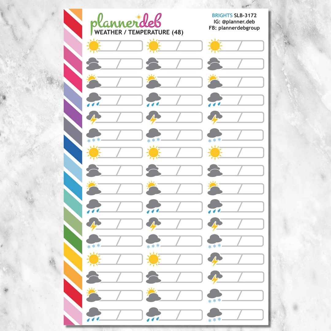 WEATHER/TEMPERATURE Planner Sticker for Erin Condren Planner, Daily Duo ...