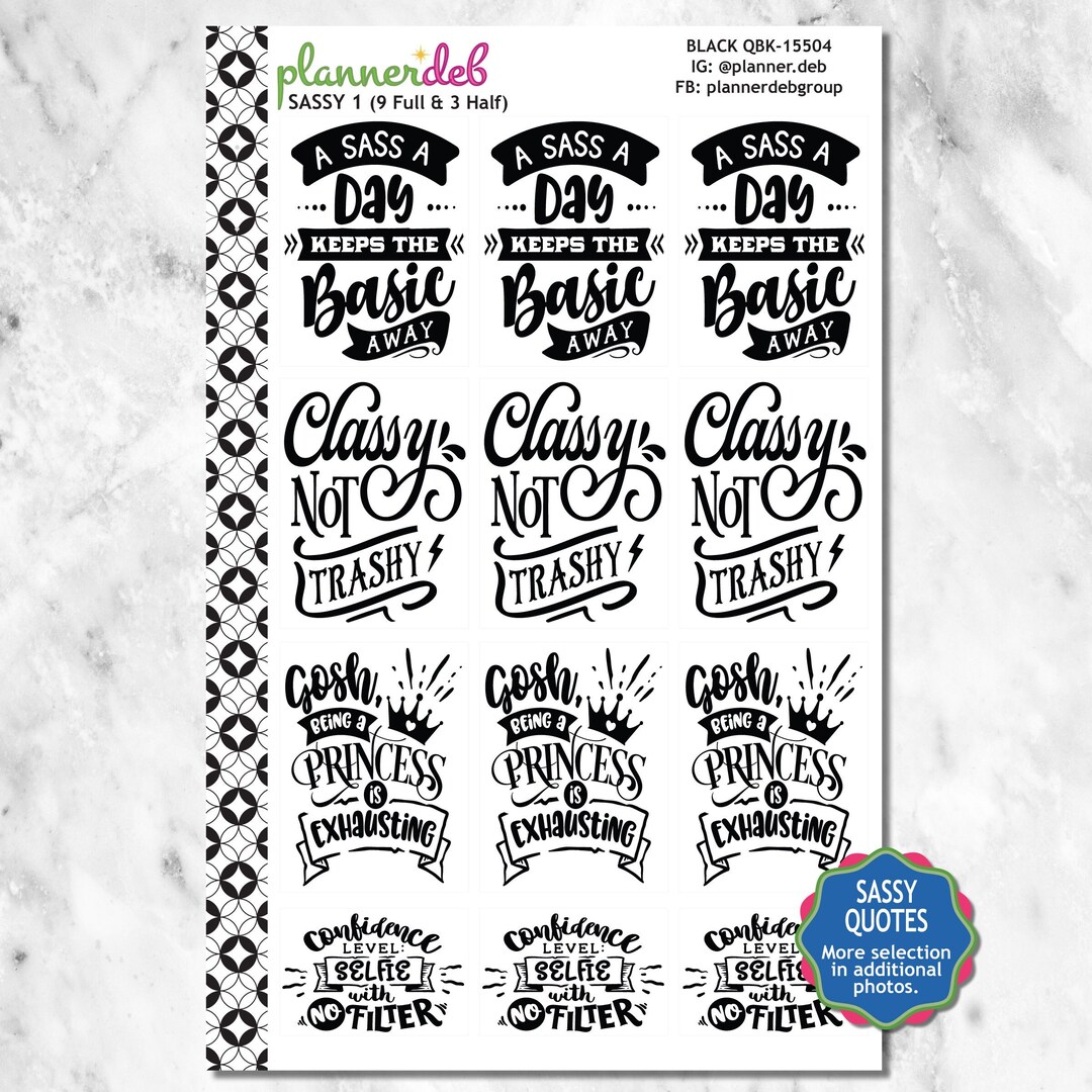 SASSY QUOTES 1-10 Planner Stickers for Erin Condren Planner, Daily Duo ...