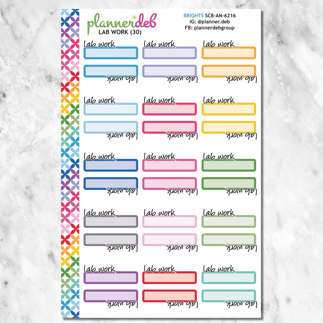 LAB WORK Script Label Planner Stickers for Erin Condren Planner, Daily ...