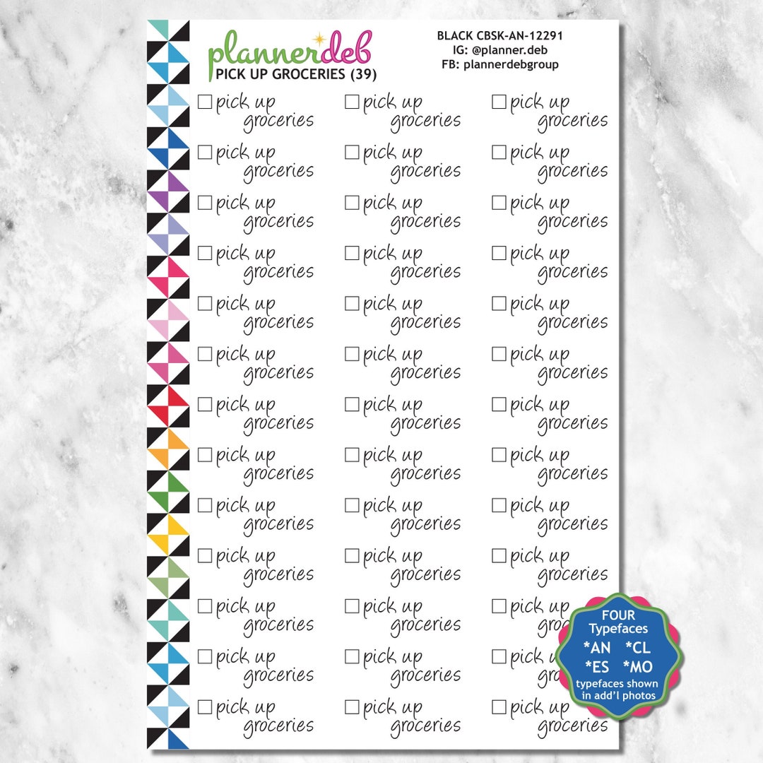PICK UP Groceries Checkbox Planner Stickers for Erin Condren Planner ...