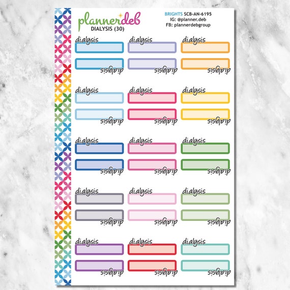 DIALYSIS Script Label Planner Stickers for Erin Condren | Etsy