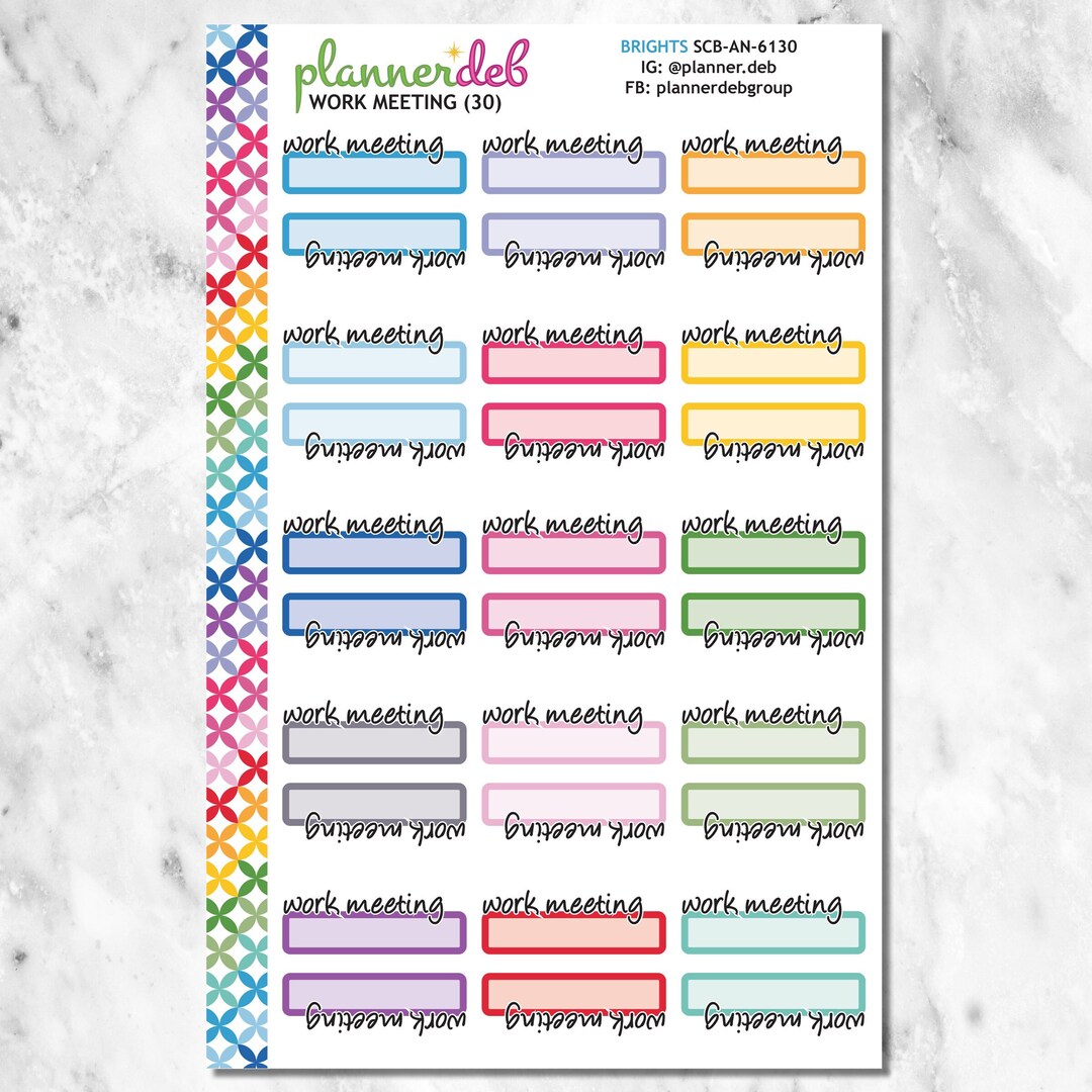 WORK MEETING Script Label Stickers for Erin Condren Planners, Daily ...