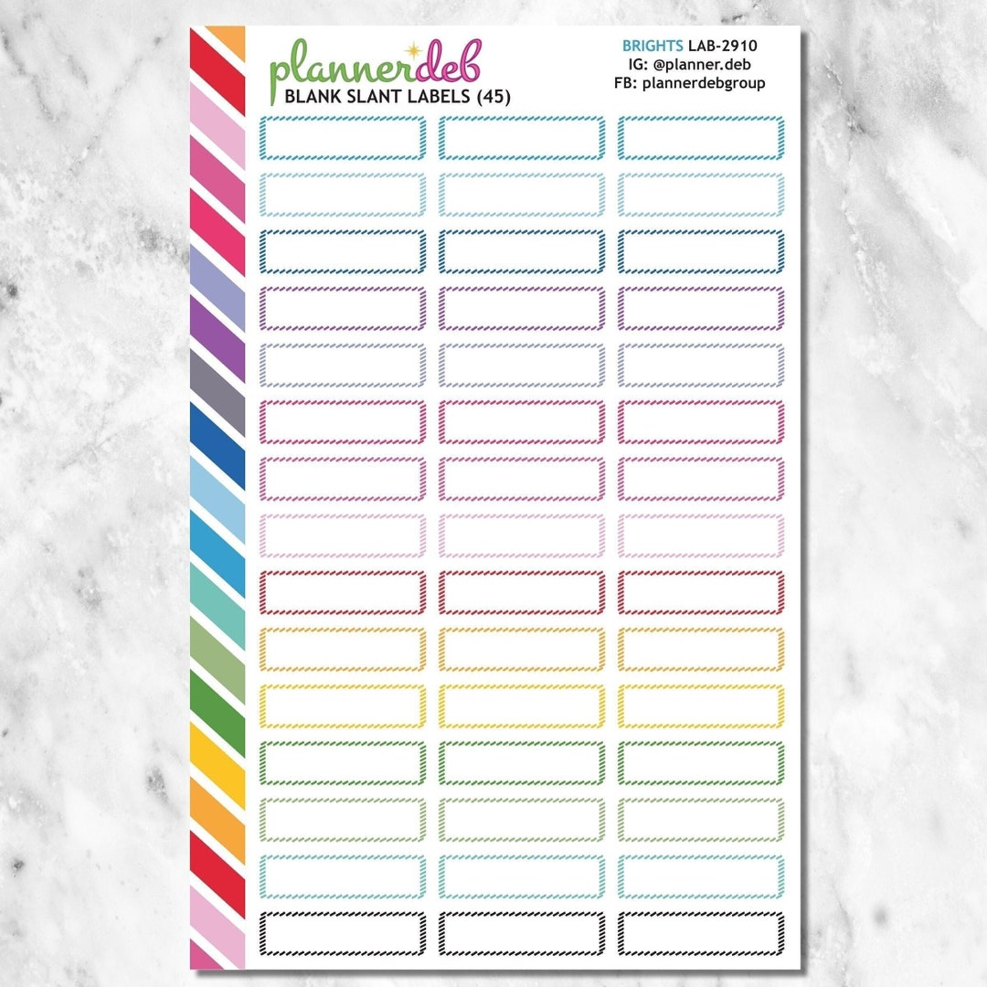 BLANK SLANT Label Planner Stickers for Erin Condren Planner, Daily Duo ...