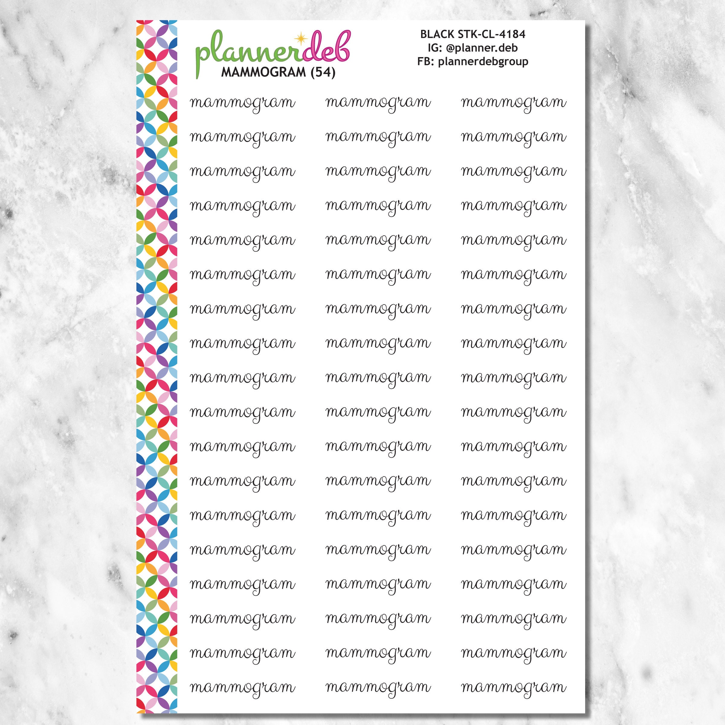 MAMMOGRAM Script Planner Stickers for Erin Condren Planner, Daily Duo ...