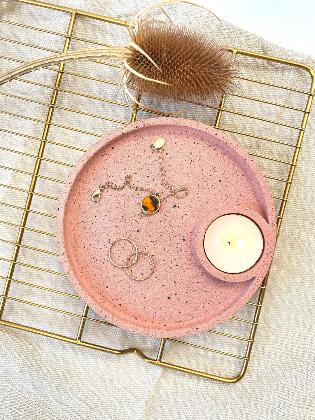 Handmade Jesmonite Tealight Tray: Stone Effect Table Centrepiece - Etsy