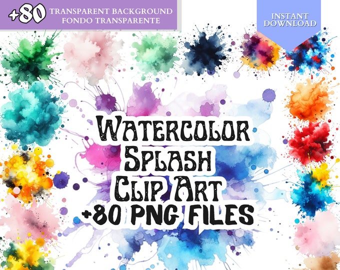 Watercolor Splashes Png, Watercolor Clipart, Background Png, Commercial ...