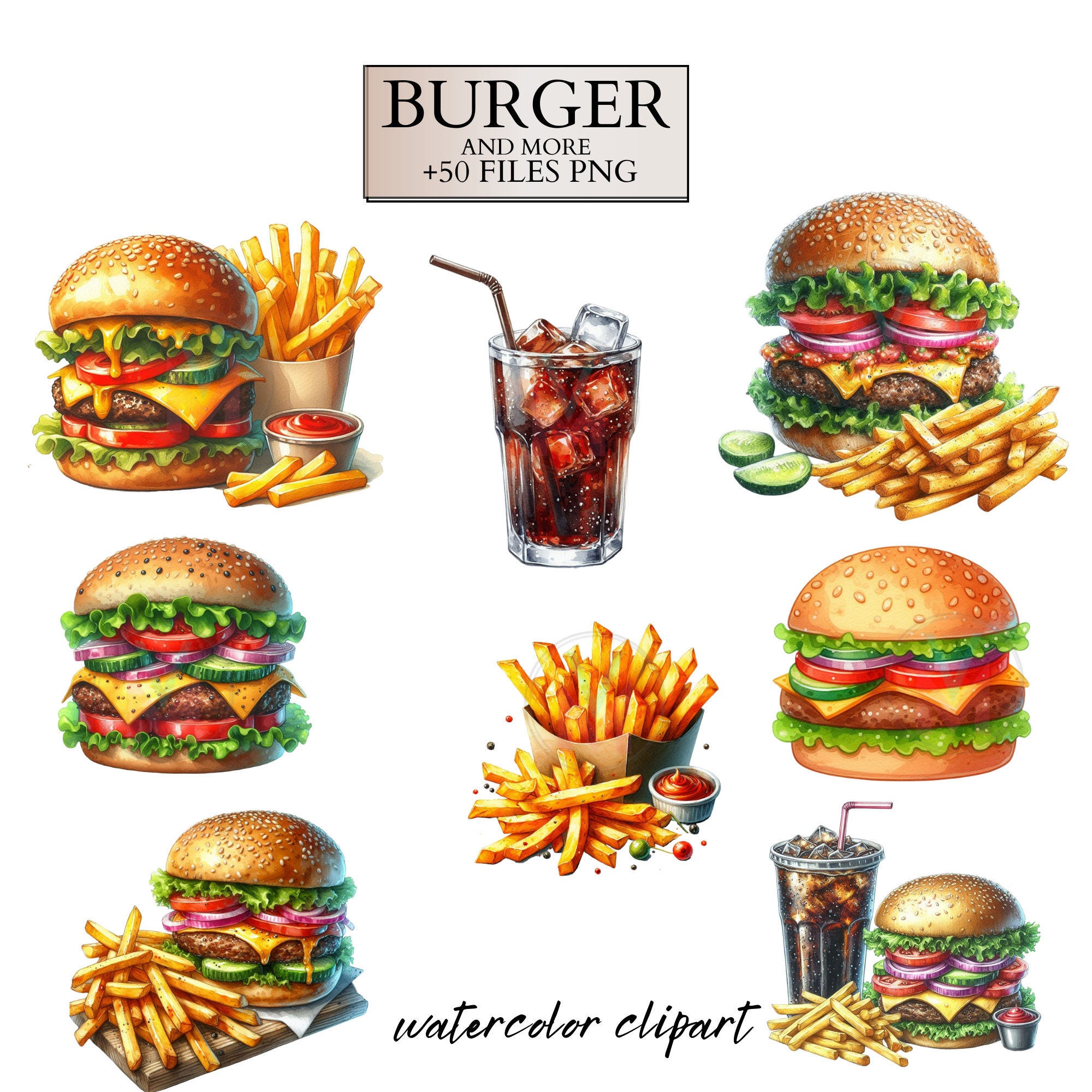 Burger Clipart Fries Clipart Food Clipart Cheese Hamburger PNG Fast ...