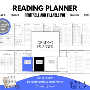 Reading Planner Bundle Printable Reading Journal, Reading Challenges ...