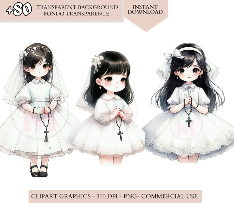 First Communion, Christian, Communion Clipart, PNG File Girl First ...