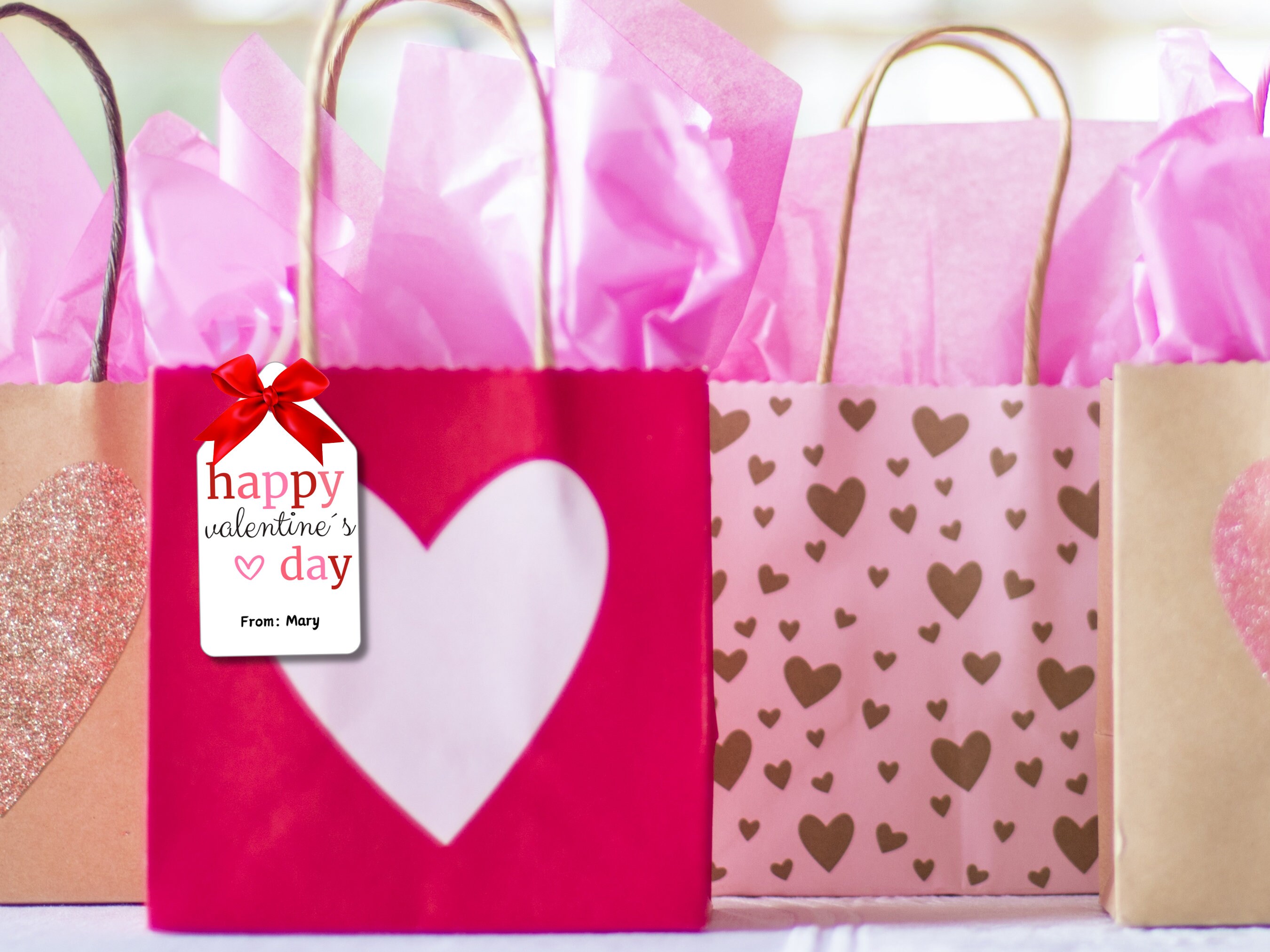 Editable Valentine's Day Tag Printable, Minimalist Valentine's Day Gift ...