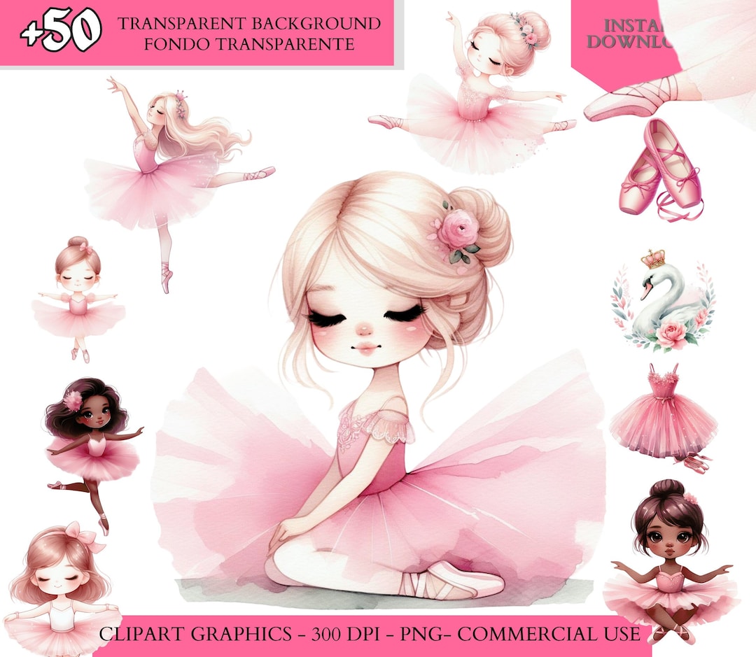 Pink Ballerina Clipart, Cute Ballet Clipart, Swan Lake Clipart ...
