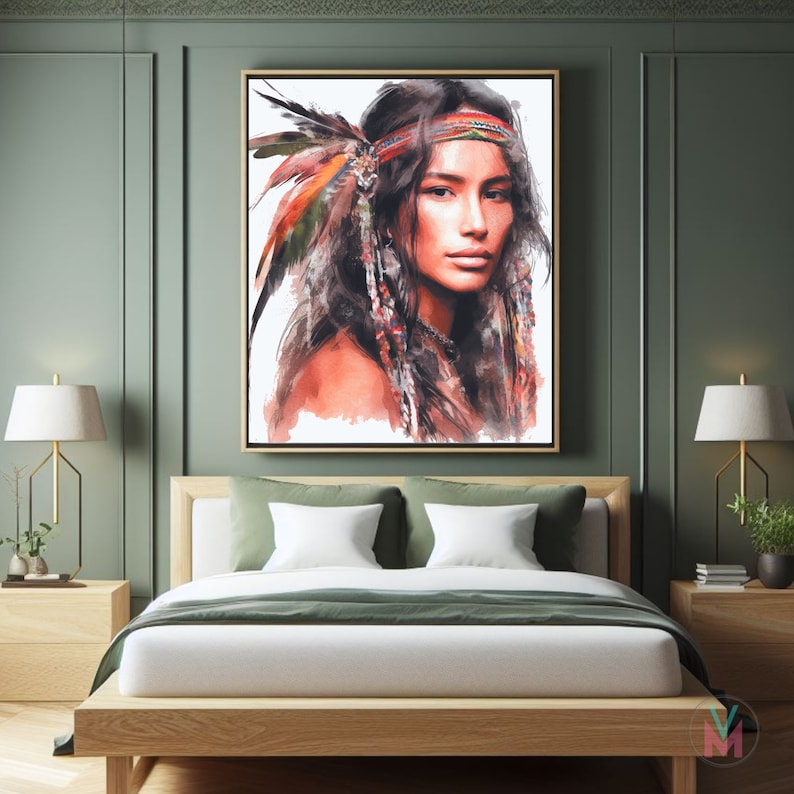 Set of 3 Native American Woman Wall Art Digital Download Fine Art Print ...